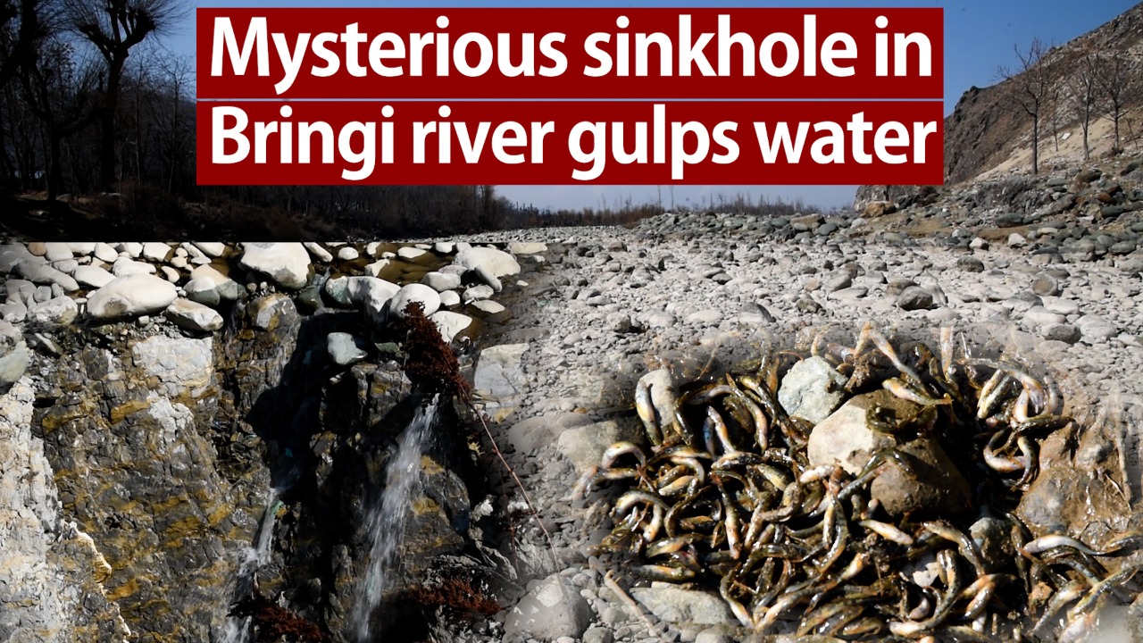 Watch| Mysterious sinkhole in Bringi river gulps water